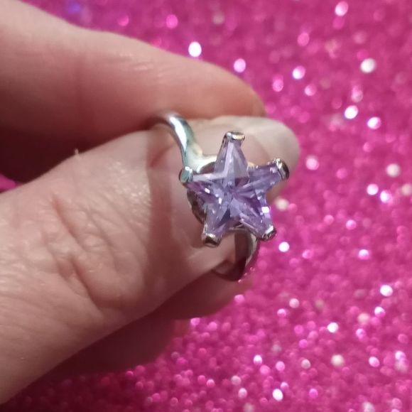 Unknown | Jewelry | Sz9 Silver Tone Star Shaped Light Amethyst Ring ...